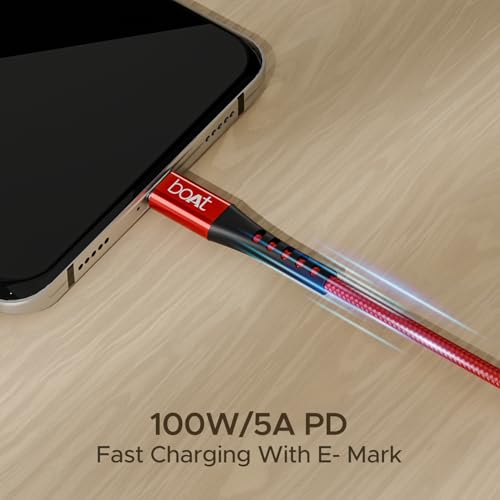boAt Type-C C600 Tangle-Free, Sturdy Cable w /100W /5A Fast Charging ...