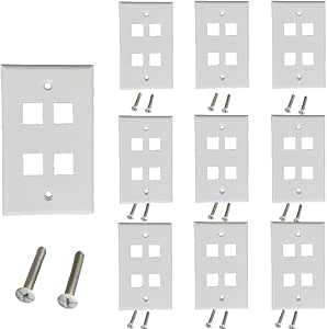 Amazon.com: 4 Port Keystone Wall Plate (10-Pack), Single Gang Wall ...