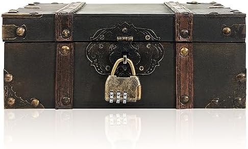 Amazon.com: Yulaexie Wooden Box with Lid Vintage Treasure Chest with ...