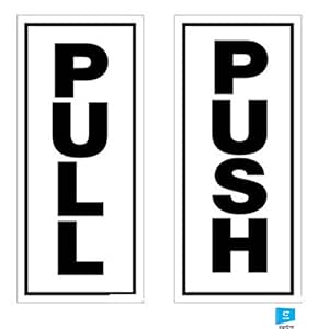 SIGN EVER Push Pull Sticker for Glass Doors Vinyl Decal Pack of 2 Black ...