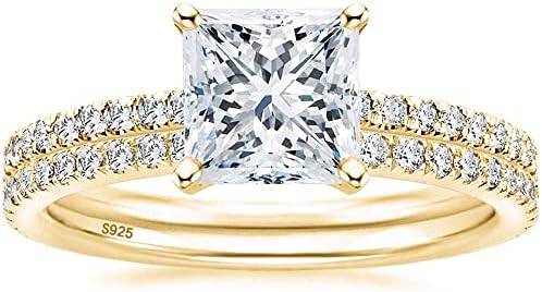 Amazon.com: EAMTI 2.5CT 925 Sterling Silver Bridal Ring Sets 14K Gold ...