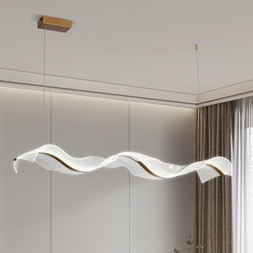 HvKvHvY Gold Pendant Light Modern Ceiling Lighting Chandelier Wave with ...