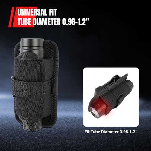 ACEXIER Tactical Molle Flashlight Holster Pouch for Belt with 360 ...