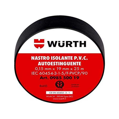 Buy Wurth 98550019 5 Black 5 Insulation Tape 19mm x 25m x 0.15mm ...