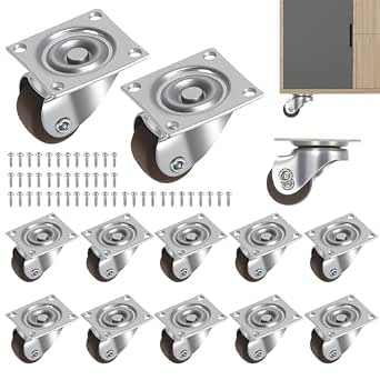 12 Pcs Small Castor Wheels, 22mm Casters for Furniture Castors, Mini ...
