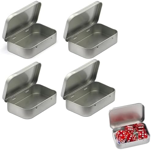 Nuqin Metal Container Silver Rectangular Tins 4Pcs Rectangular Small ...