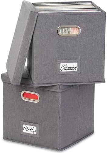 Amazon.com: Vintage Vinyl Record Storage Box with Lock, Fireproof＆Water ...