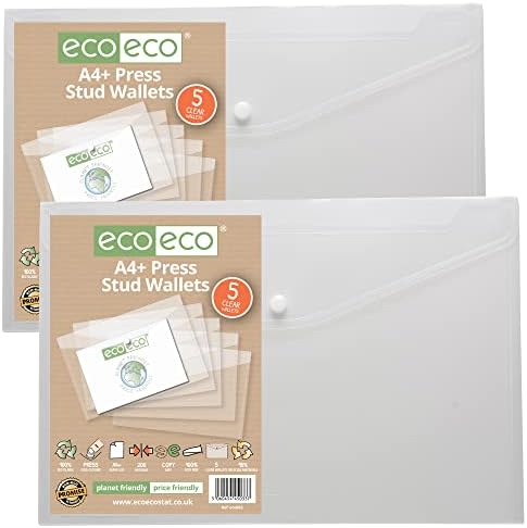 eco-eco A4+ 50% Recycled Assorted Colours Press Stud Popper Wallet ...