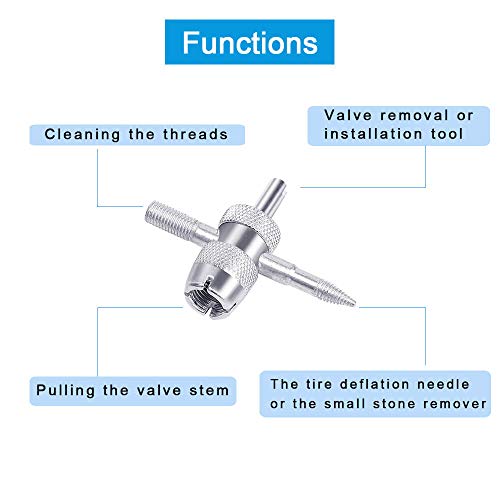 Riseuvo 6Pcs Tire Valve Stem Removal Tool - Single and Double Heads ...