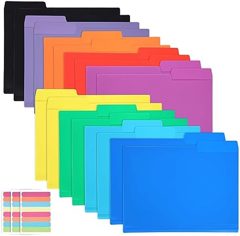 Amazon.com : EOOUT 18 Pack Plastic File Folders Poly Filing Folders Colored Folders, 9 Assorted ...