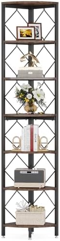 Amazon.com: Little Tree 7-Tier Corner Shelf, 78.7" Extra Tall Bookshelf ...