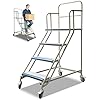 4 Step Rolling Stairs with Wheels, Industrial & Warehouse 4-Step Stairs ...