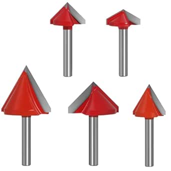 Bestgle 5Pcs V-Groove Router Bits, 6mm Shank 60° 90° 120° V Shape ...