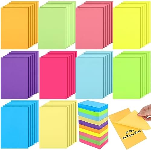 Amazon.com : 60 Pack Sticky Notes 4x6 Inch 2400 Sheets Bright Ruled ...