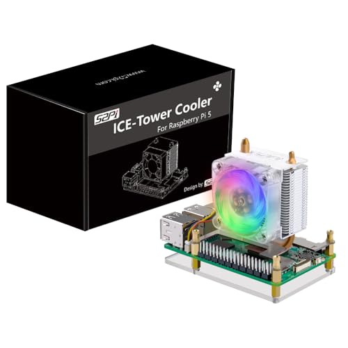 GeeekPi ICE Tower Cooler for Raspberry Pi 5, Raspberry Pi 5 RGB Cooling ...