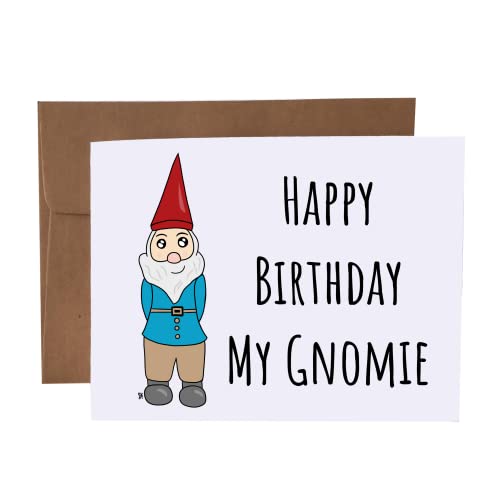 Amazon.com: Happy Birthday My Gnomie Gnome Pun Blank Greeting Card With ...