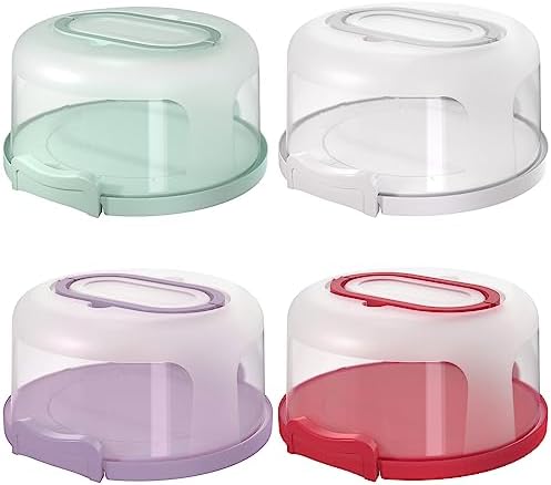 Amazon.com: Bokon 4 Pieces Plastic Cake Carrier Large Round Cake Holder ...