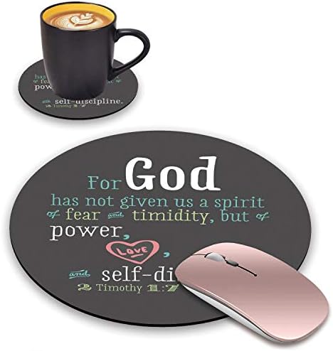 Amazon.com : BWOOLL Round Mouse Pad and Coasters Set, Quotes Christian ...