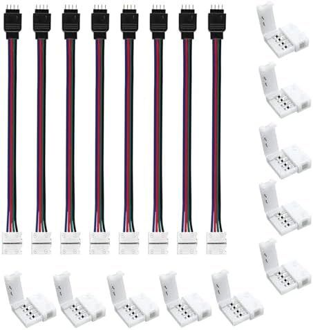 ENQIMAOYI RGB 4 Pin 8mm LED Connectors kit, 10 Pack Solderless ...