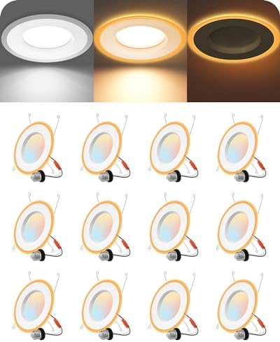 EDISHINE 12 Pack 4 Inch LED Can Lights with Night Light, 5CCT 8W 700LM ...