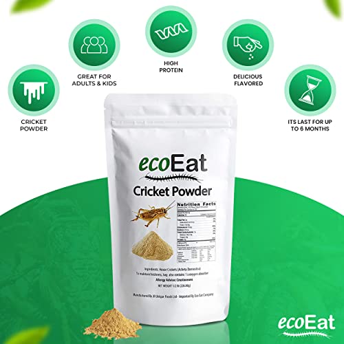 ecoEat 100% Cricket Powder Flour 1/2lbs Bag High Protein (227g), Healthy Edible Cricket Powder ...