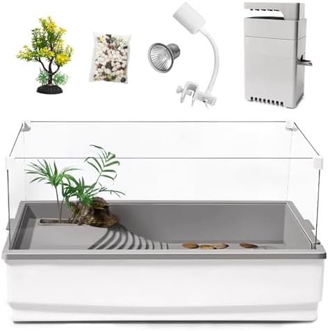 Amazon.com : Turtle Tank Habitat, Acrylic Aquatic Tortoise Aquarium ...