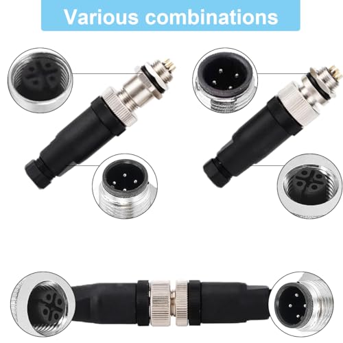 Xiatiaosann M12 4 Pin Male Female Aviation Connector Plugs, 4 Pin Panel ...