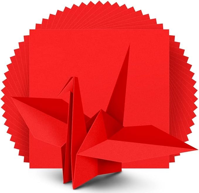 ECLET Origami Paper, 100 Sheets, Red Origami Paper, Square, Double ...