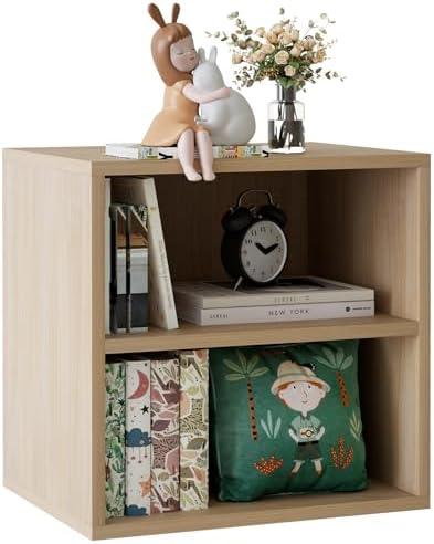 Amazon.com: Dueatib Storage Cube 2 Tiers Natural Stackable Storage ...