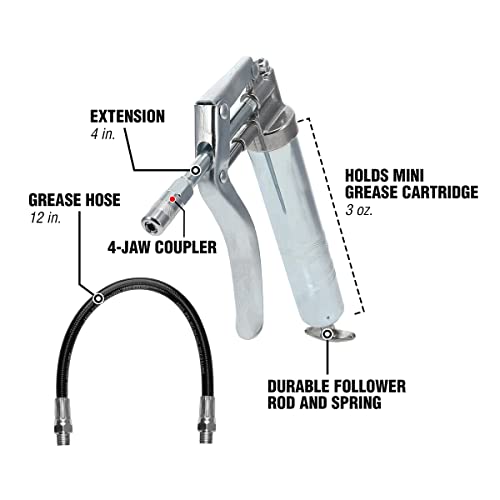 Snapklik.com : Workforce Mini Grease Gun, For 3 Oz Cartridges, 12 In ...