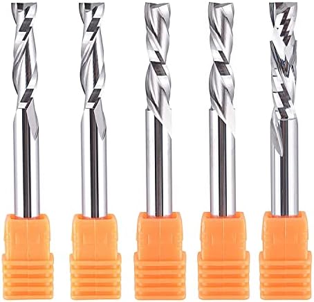 SpeTool 5PCS CNC Router Bits 1/4 Inch Shank with 1 Inch Cutting Length ...
