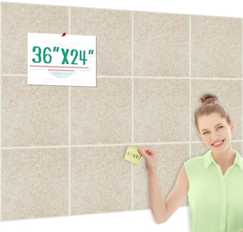 Amazon.com: Large Cork Board Felt Wall Tiles 36"x24", 6 Pack Felt ...