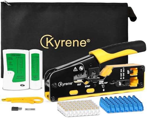 RJ45 Crimp Tool Pass Through Ethernet Crimper Kit Cat5 Cat6 Crimping ...