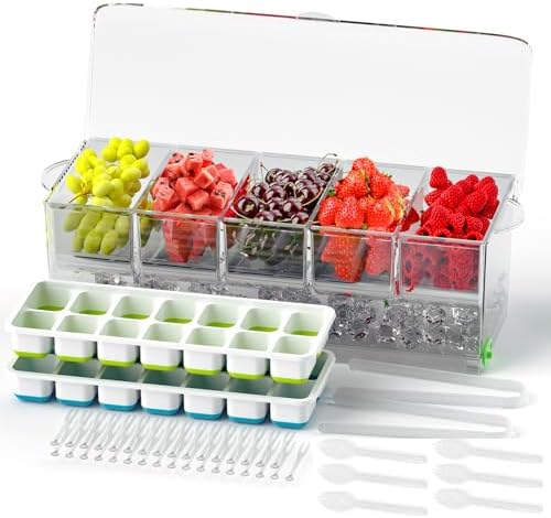 Amazon.com | 2 Pieces 5 Condiment Tray Server Ice Chilled Compartment ...