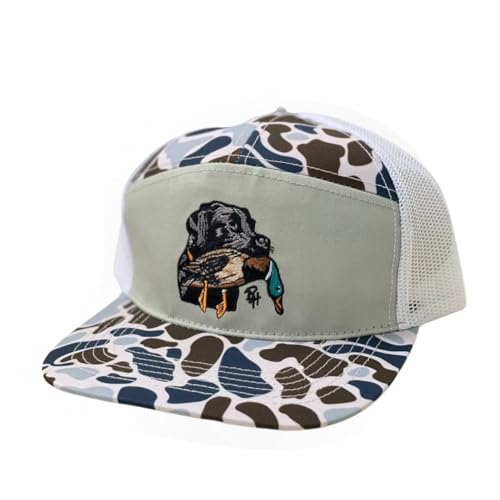 Amazon.com: Black Lab Duck Hunting Hat, 7 Panel Camo Snapback, Vintage ...
