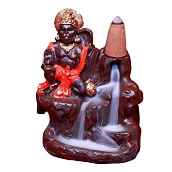Buy BRASSY Backflow Incense Burner Hanuman ji Water Fountain with 10 ...