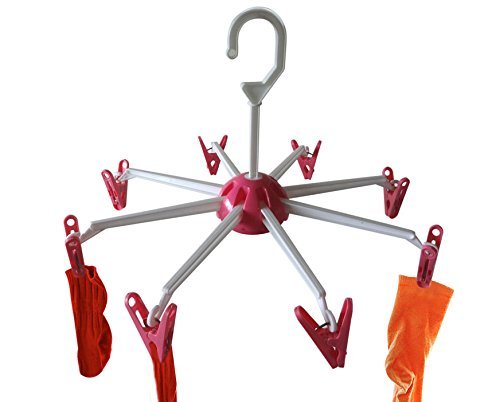 SWUZZY HOUSEWARE 8 Clips Foldable Design Plastic Cloth Drying Hanger ...