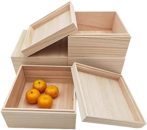 Amazon.com: Anktily 4PCS Unfinished Wooden Box with Top Lid, 6 x 6 x 3 ...
