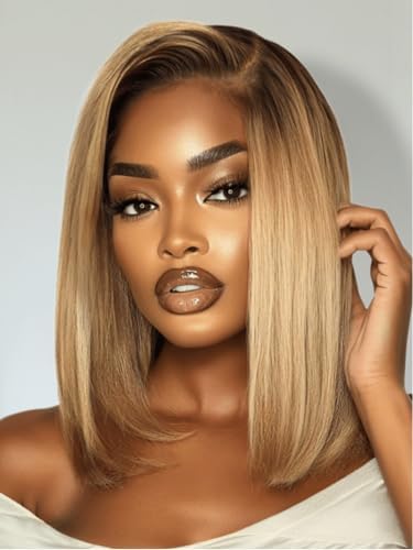 Amazon.com : UNICE Bye Bye Slip Human Hair Wig Blunt Bob Wig Side Part ...