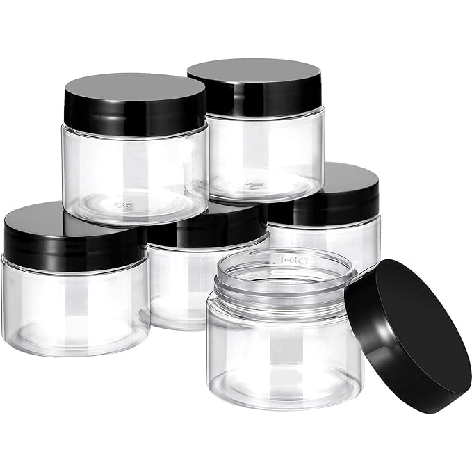 PET Jar & CONTAINER Set - 800 Ml, 6Pieces, Clear, BLACK CAP, 800 ...