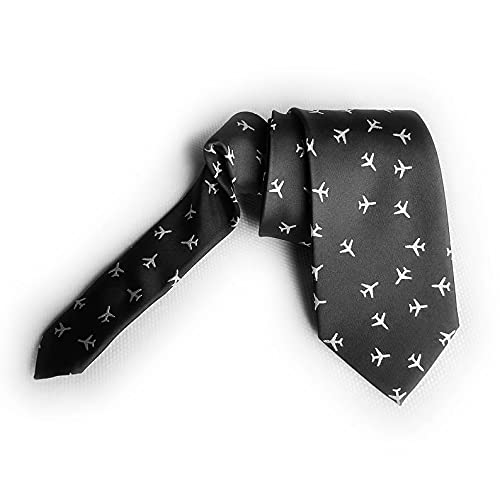 Maker V Men's Airplane Necktie - Black - Pilot, Aviation Enthusiast ...