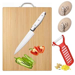Buy Craftdwar Chopping Board with Knife Attached | 36cm x 26cm Wooden ...
