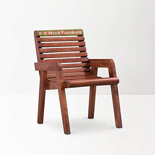 BM WOOD FURNITURE Sheesham Wood Arm Chair in Natural Finish : Amazon.in ...