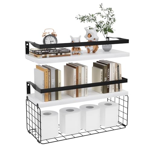 zhongko 40CM Floating Shelves Mounted Shelf, 2 Set Bathroom Shelves ...