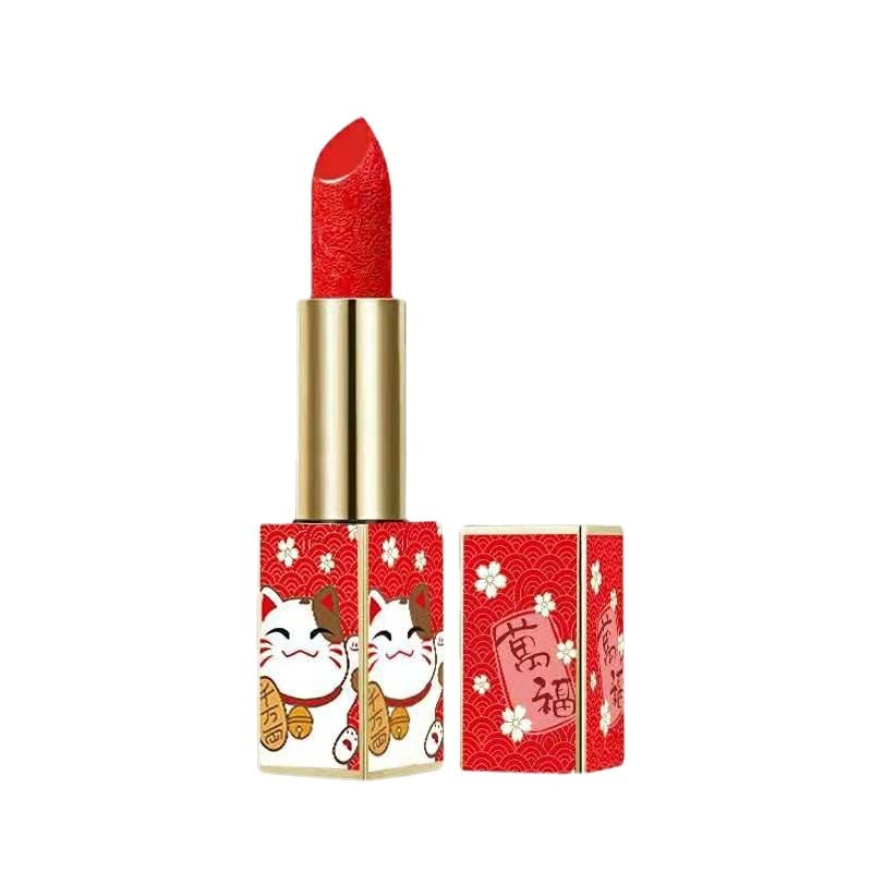 Hand made Lucky Cat Lipstick Waterproof Long lasting Color rendering ...
