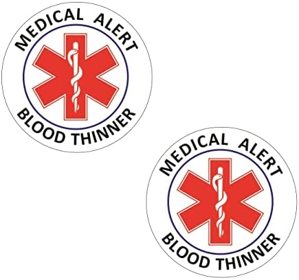 Amazon.com: Blood Thinner Medical Alert Stickers (Pack of 2 Stickers ...