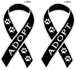 Amazon.com - Adopt - Pet Adoption Awareness Ribbon - Black - Set of 2 ...