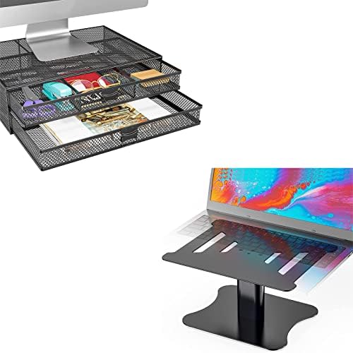 Amazon.com: WALI Bundle 2-Items Metal Mesh Monitor Riser Desktop Stand ...