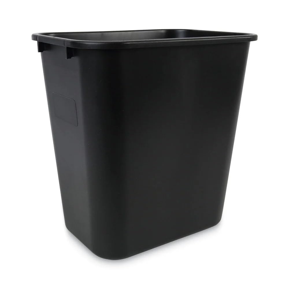 Amazon.com: Rectangular Plastic Wastebasket, 7 Gallon Capacity, Black ...