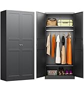 Amazon.com: Metal Wardrobe Cabinet with Lock,72" Armoire Closet with ...